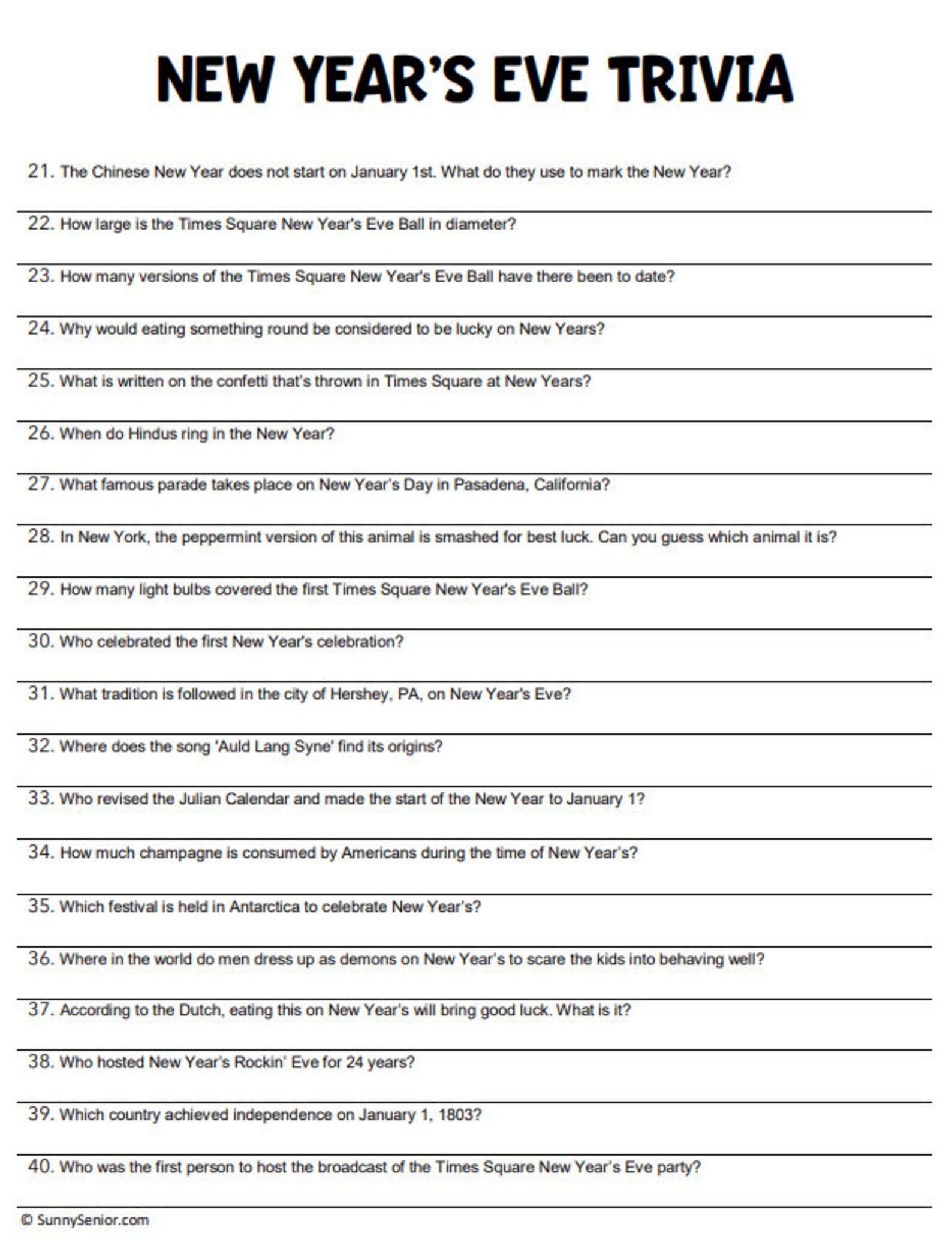 New Year's Trivia: A Fun and Interactive Game for Your New Year's Eve ...