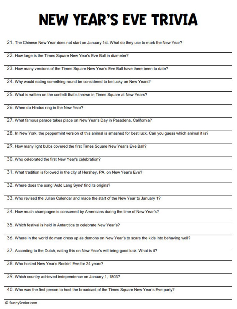New Year's Trivia: A Fun and Interactive Game for Your New Year's Eve ...