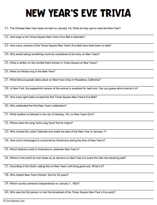 New Year's Trivia: A Fun and Interactive Game for Your New Year's Eve ...