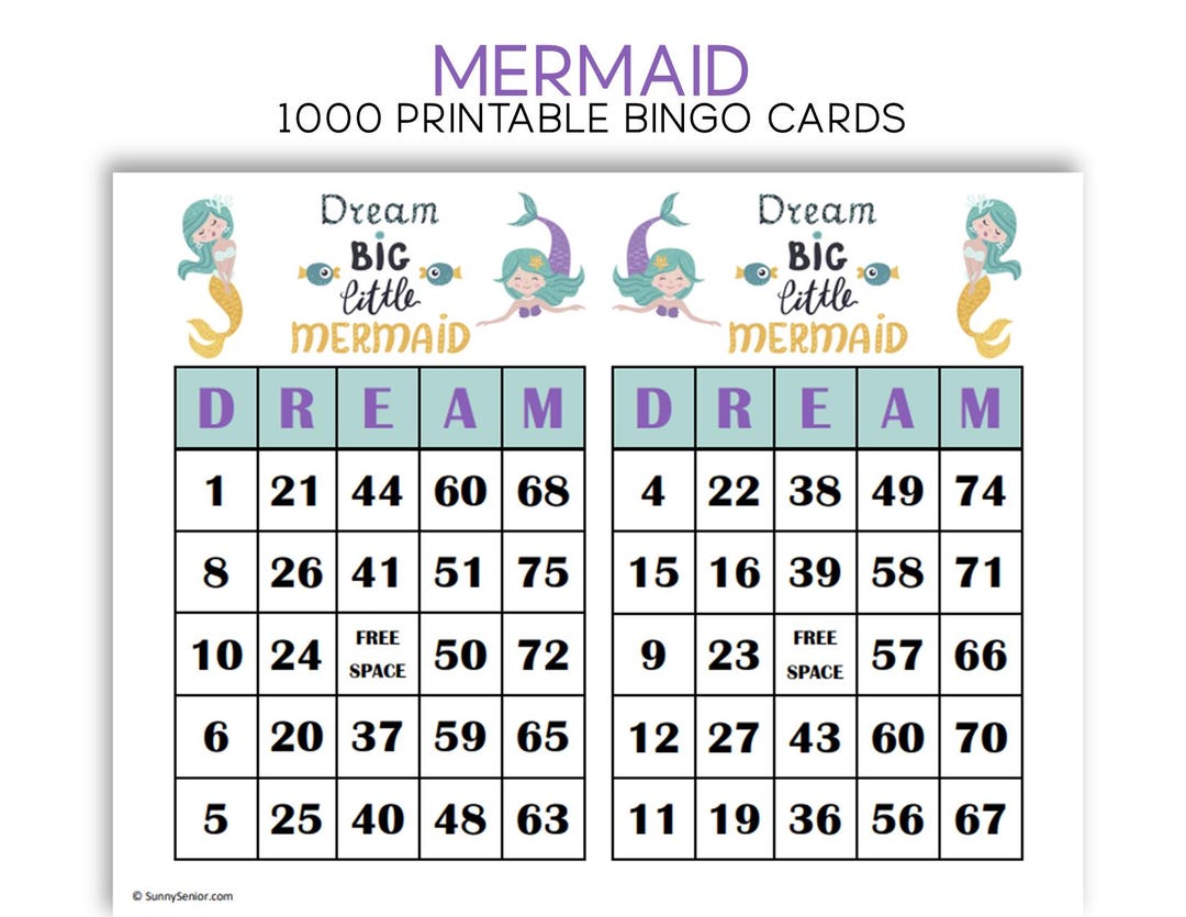 Under the Sea Bingo for Your Mermaid Party - 1000 Printable Cards - Etsy