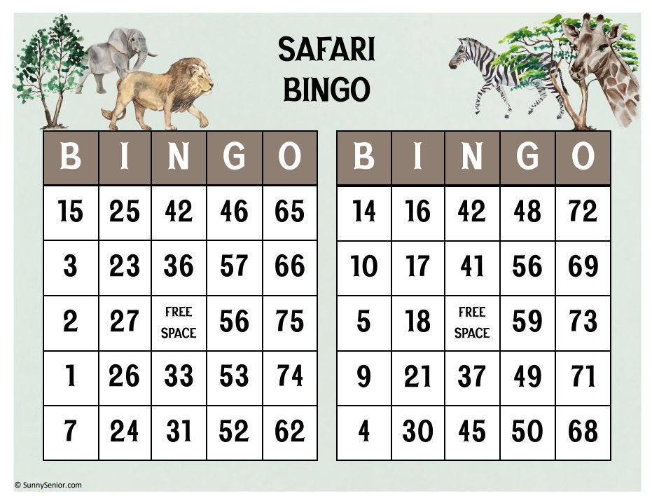 Jungle Bingo for Your Safari Party 1000 Printable Cards - Etsy