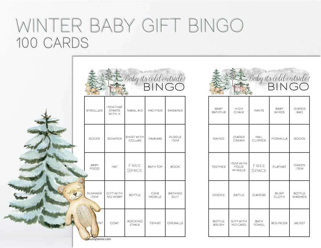 Winter Wonderland Baby Shower Gift Bingo: 100 Cards (PDF) - Etsy