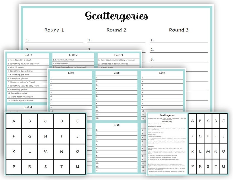 Scattergories Printable Game for Seniors: Classic Word Game (instant ...