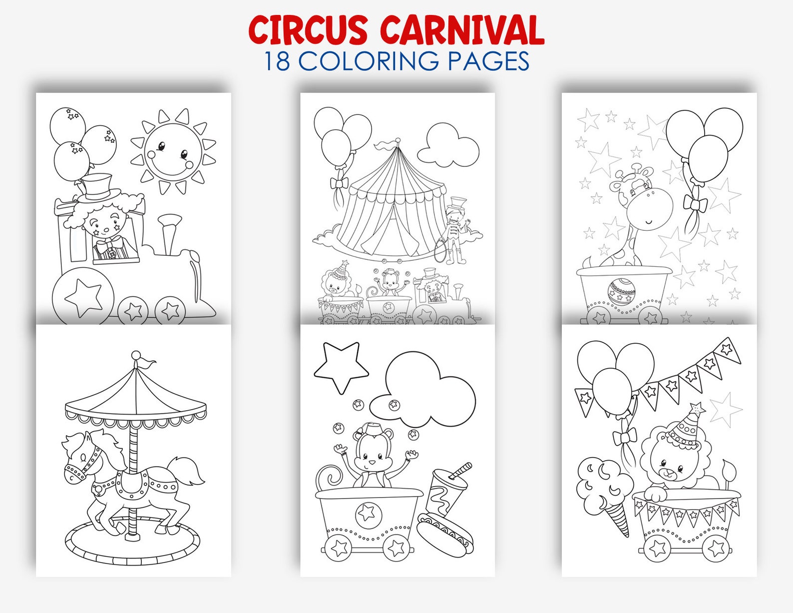 Circus Carnival Adventures: Printable Coloring Pages for Kids!" - Etsy