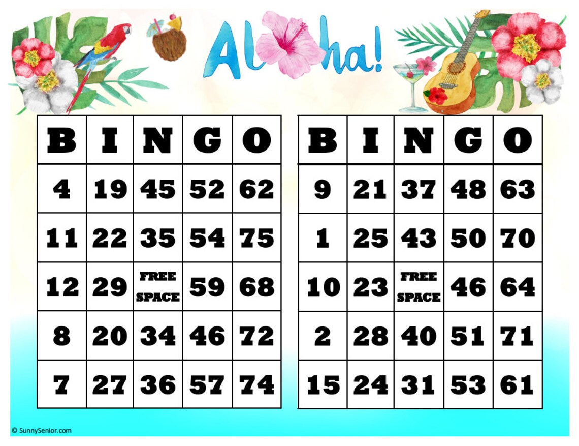 Aloha Party Printable Bingo Cards - Set of 1000 - Etsy