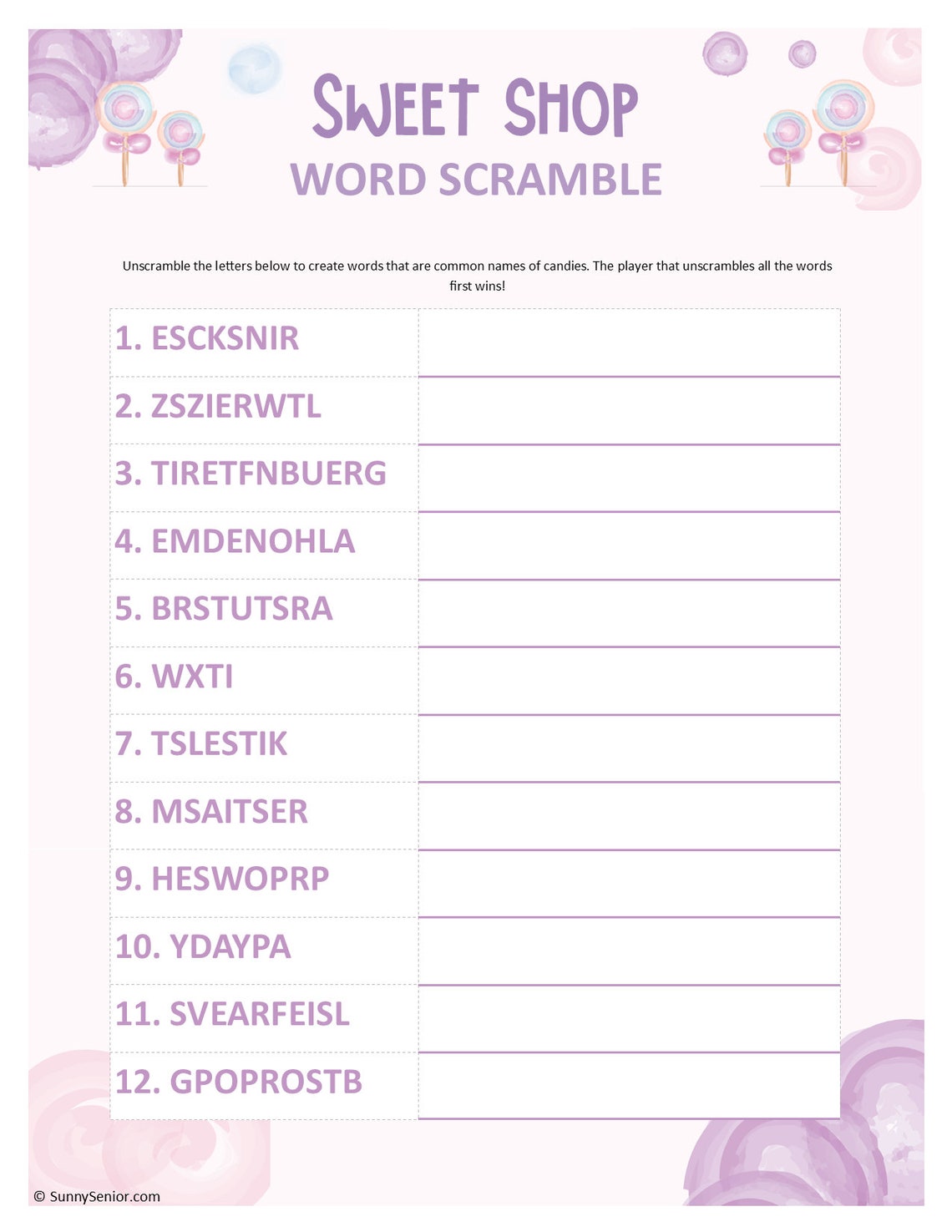 Sweet Treat Delights: Printable Candy Themed Party Game Bundle - Etsy