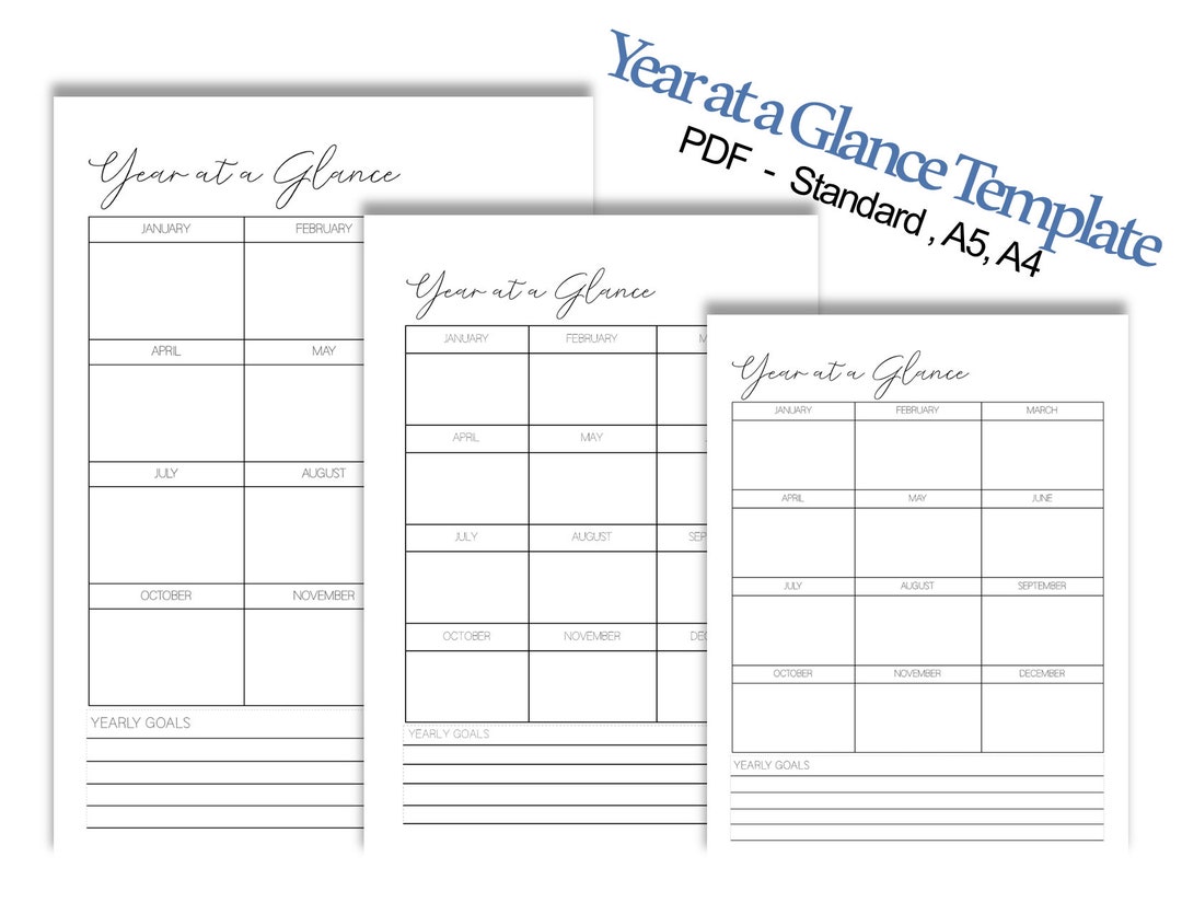 Printable Year-at-a-glance Planner Page: Stay on Top of Your Schedule ...