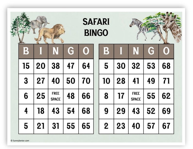 Jungle Bingo for Your Safari Party - 1000 Printable Cards - Etsy