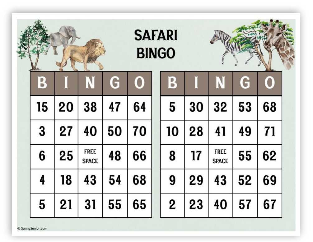 Jungle Bingo for Your Safari Party 1000 Printable Cards - Etsy