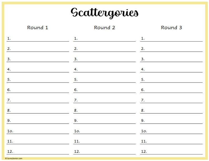 Scattergories Printable Game for Kids: Build Vocabulary and Have Fun ...