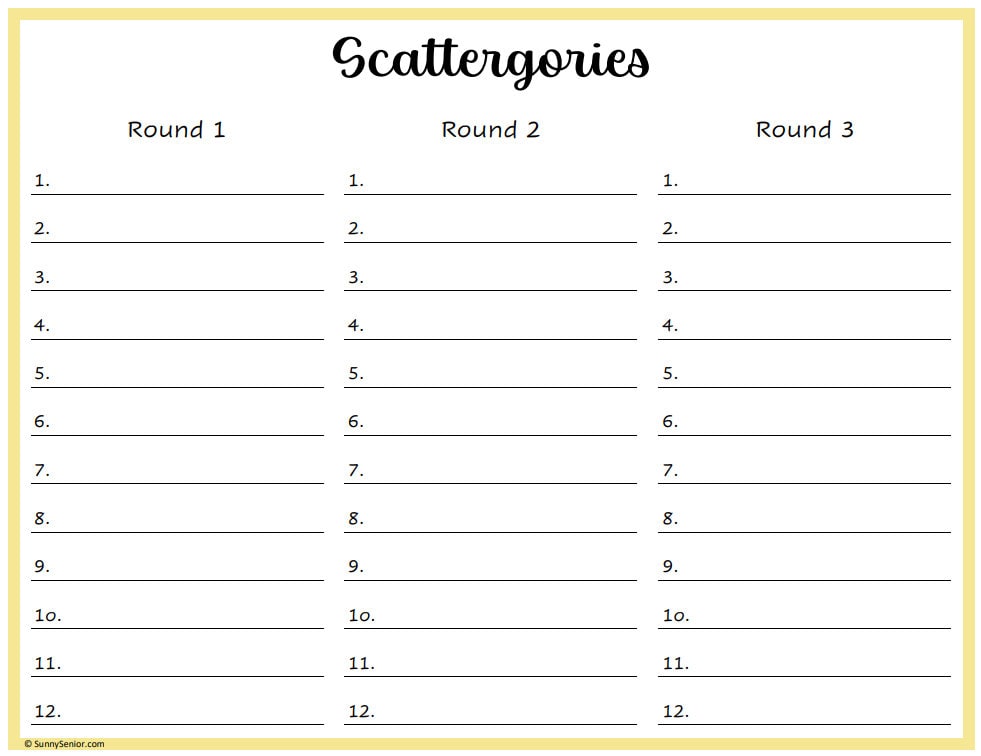 Scattergories Printable Game for Kids: Build Vocabulary and Have Fun ...
