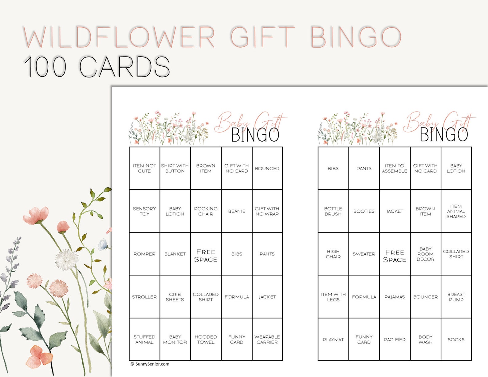 Printable Wildflowers Baby Shower Gift Bingo: A Fun Twist on Gift ...