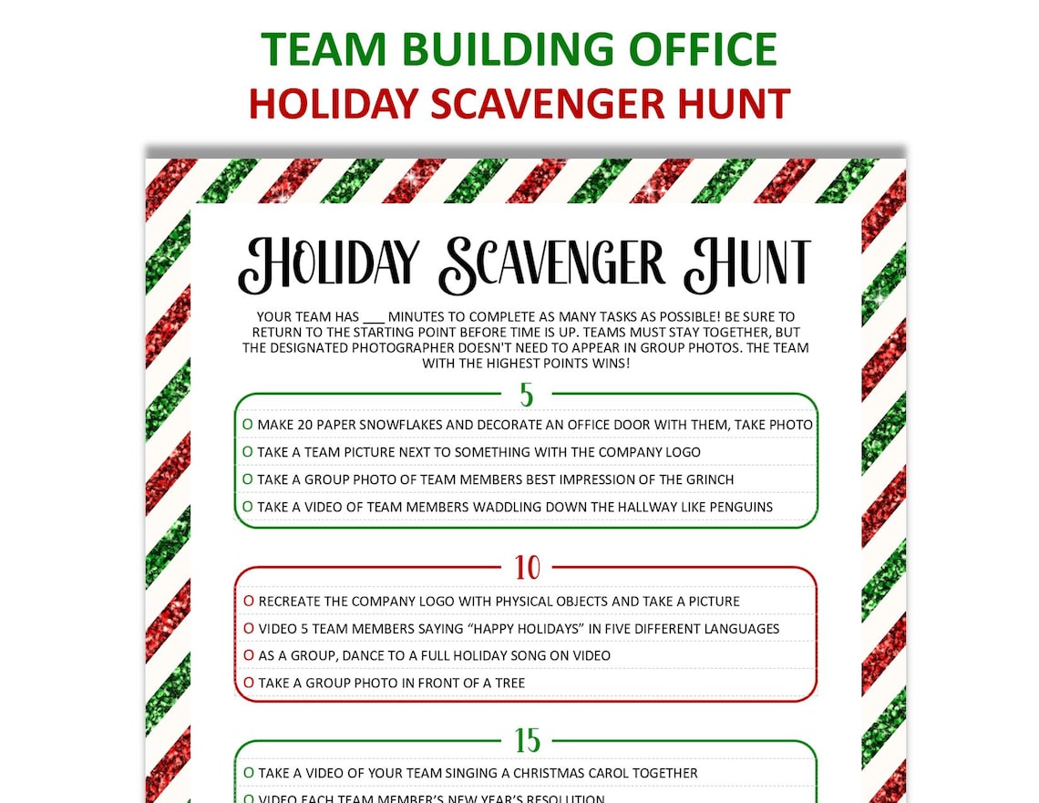 Office Holiday Scavenger Hunt Game: Printable Team Building (PDF) - Etsy
