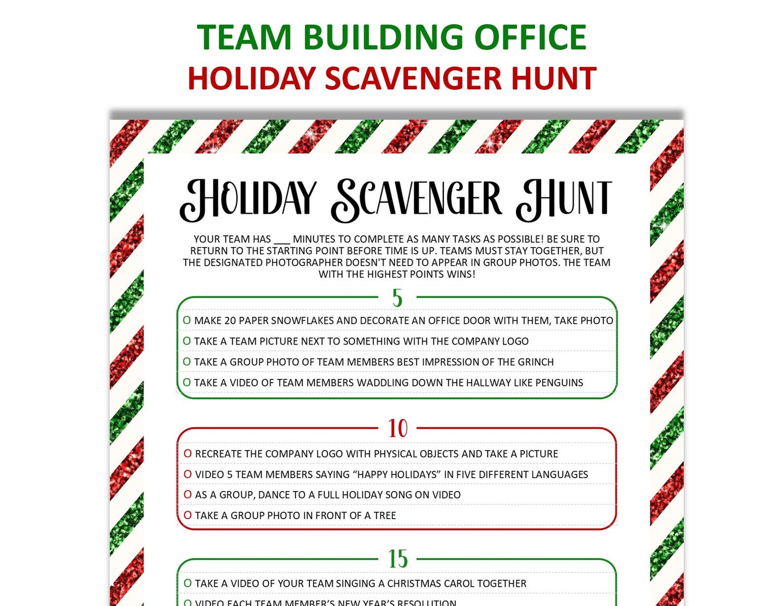 Office Holiday Scavenger Hunt Game: Printable Team Building (PDF) - Etsy