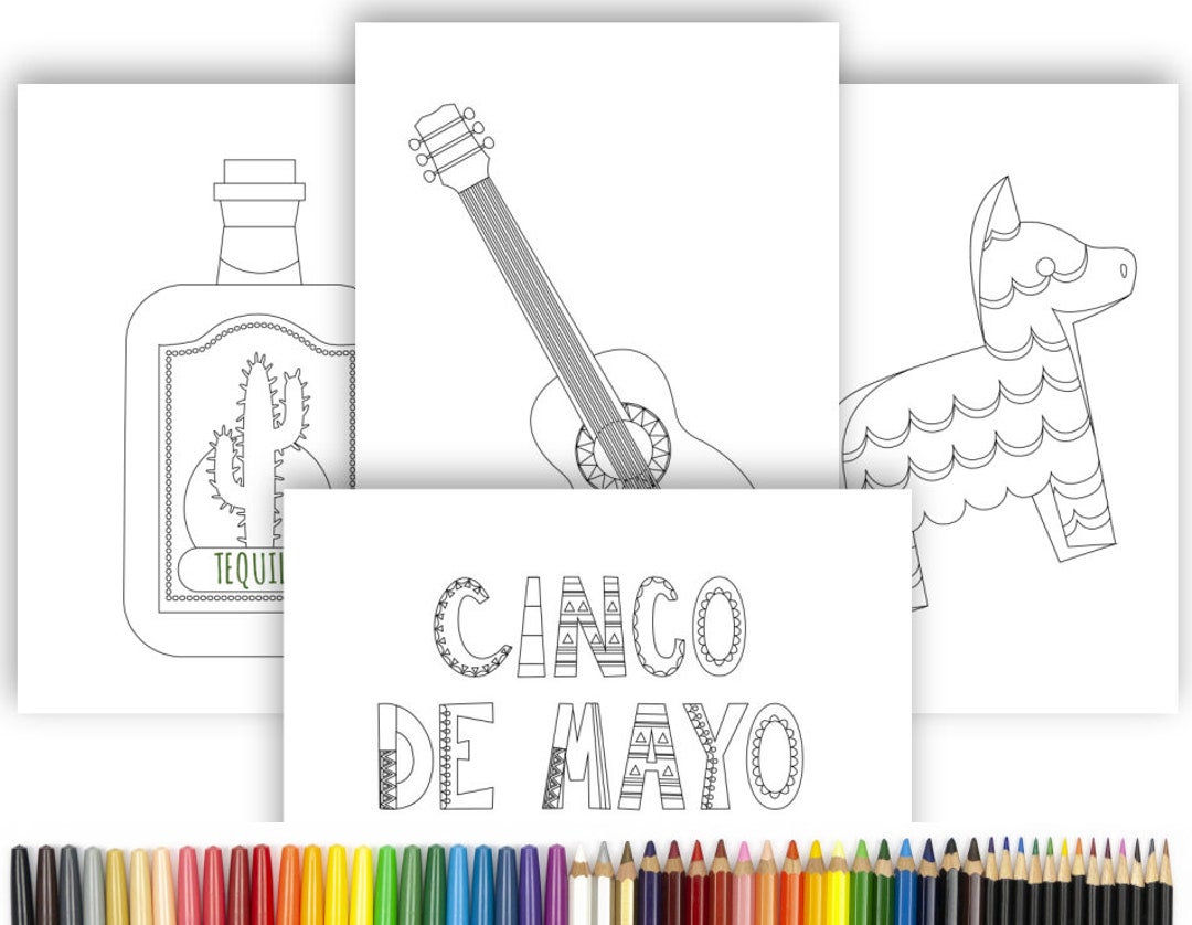 Cinco De Mayo Coloring Pages Printable EASY Activity for Fiesta - Etsy