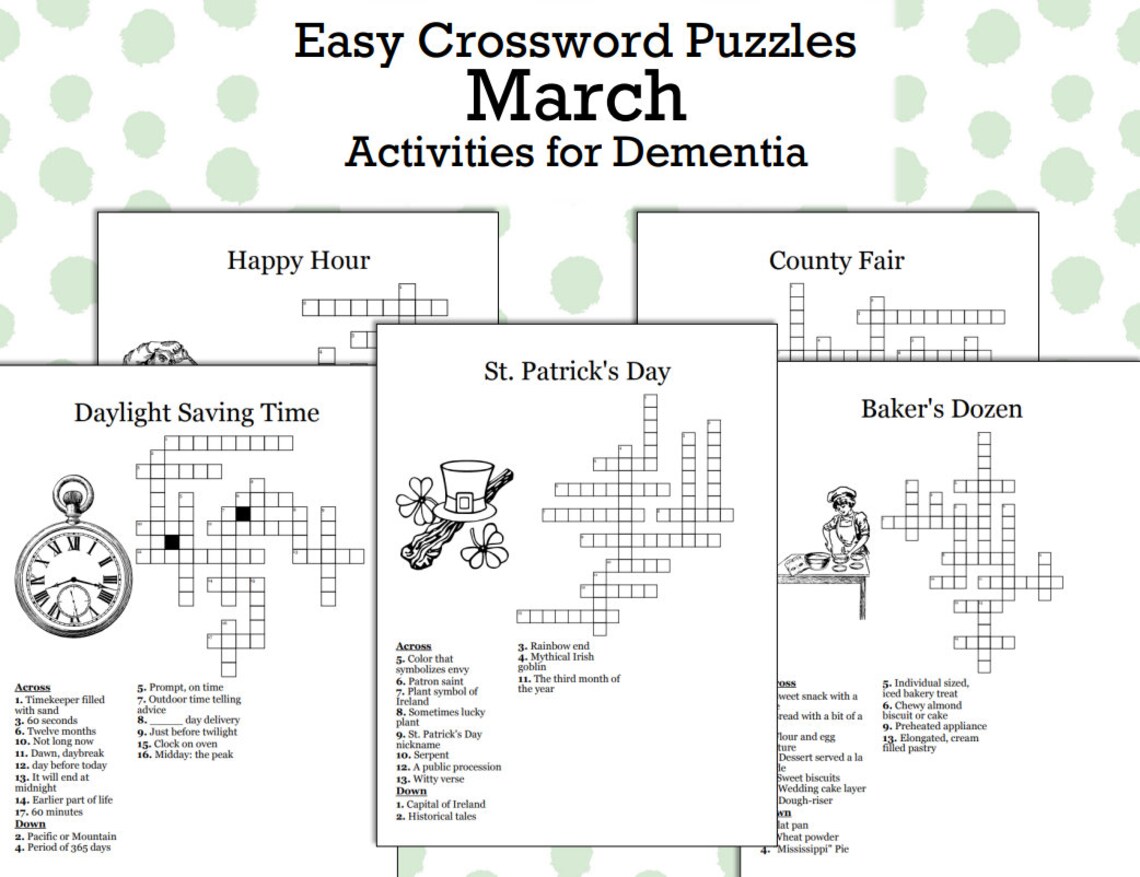 Memory-enhancing Crossword Puzzles for Dementia: Printable Brain ...