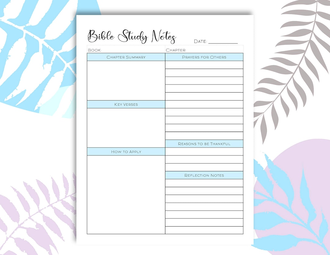 Printable Bible Study Notes Template (PDF) - Etsy