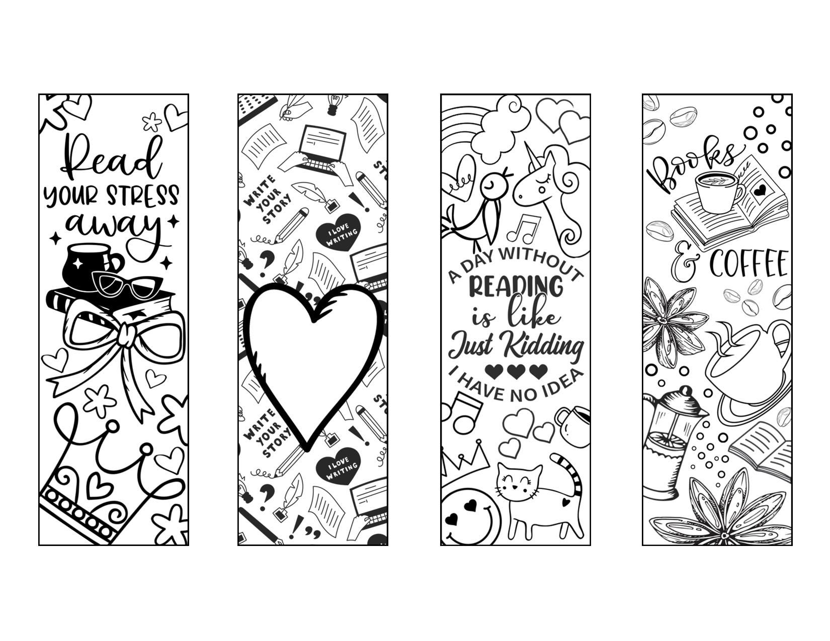 Printable Coloring Bookmarks Craft for Kids & Adults | DIY Creative ...