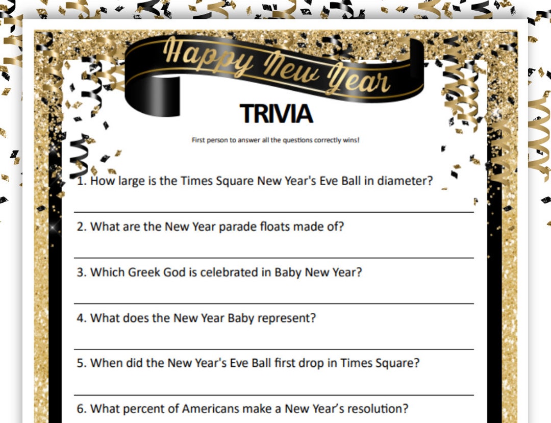 Ring in the New Year With Trivia Party Game - Etsy