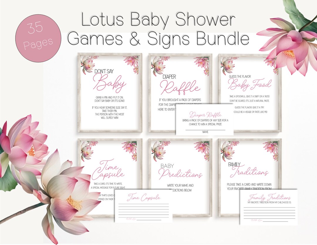 Baby Shower Games and Signs Lotus - Fun and Easy Entertainment for Your ...
