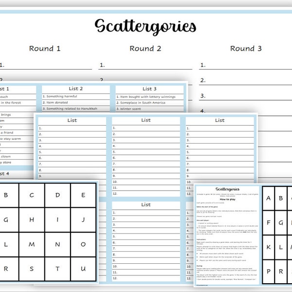 Scattergories - Etsy