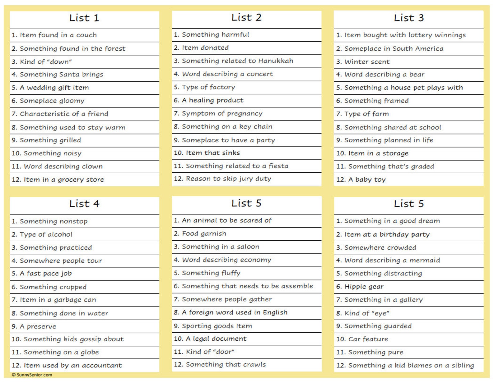 Scattergories Printable Game for Kids: Build Vocabulary and Have Fun ...