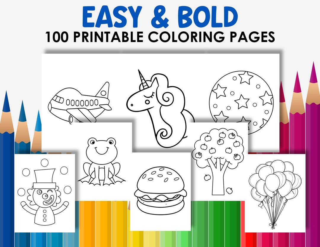 100 Easy and Bold Printable Coloring Pages for Relaxation and ...