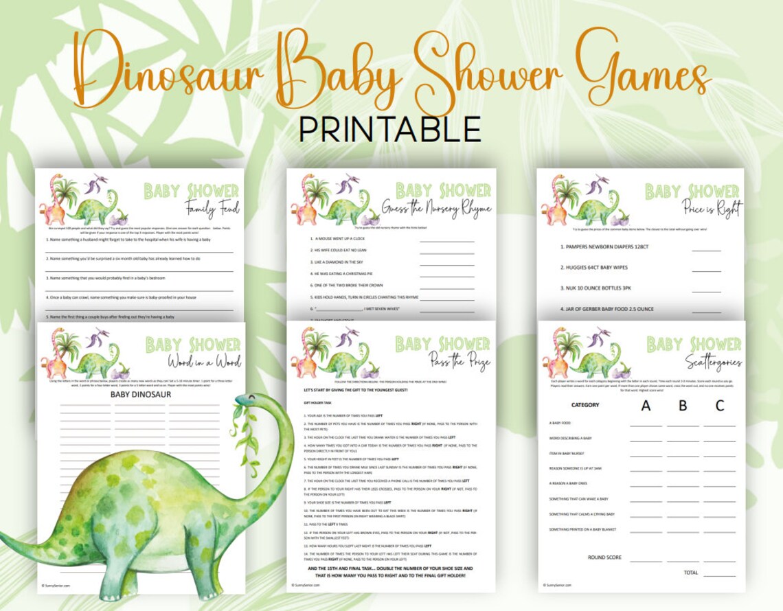 Dinosaur Baby Shower Games Printable Babyshower Games - Etsy
