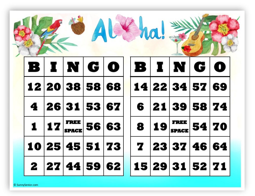 Aloha Party Printable Bingo Cards - Set of 1000 - Etsy