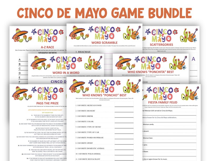 Printable Cinco De Mayo Games for All Ages! Fiesta Fun! - Etsy
