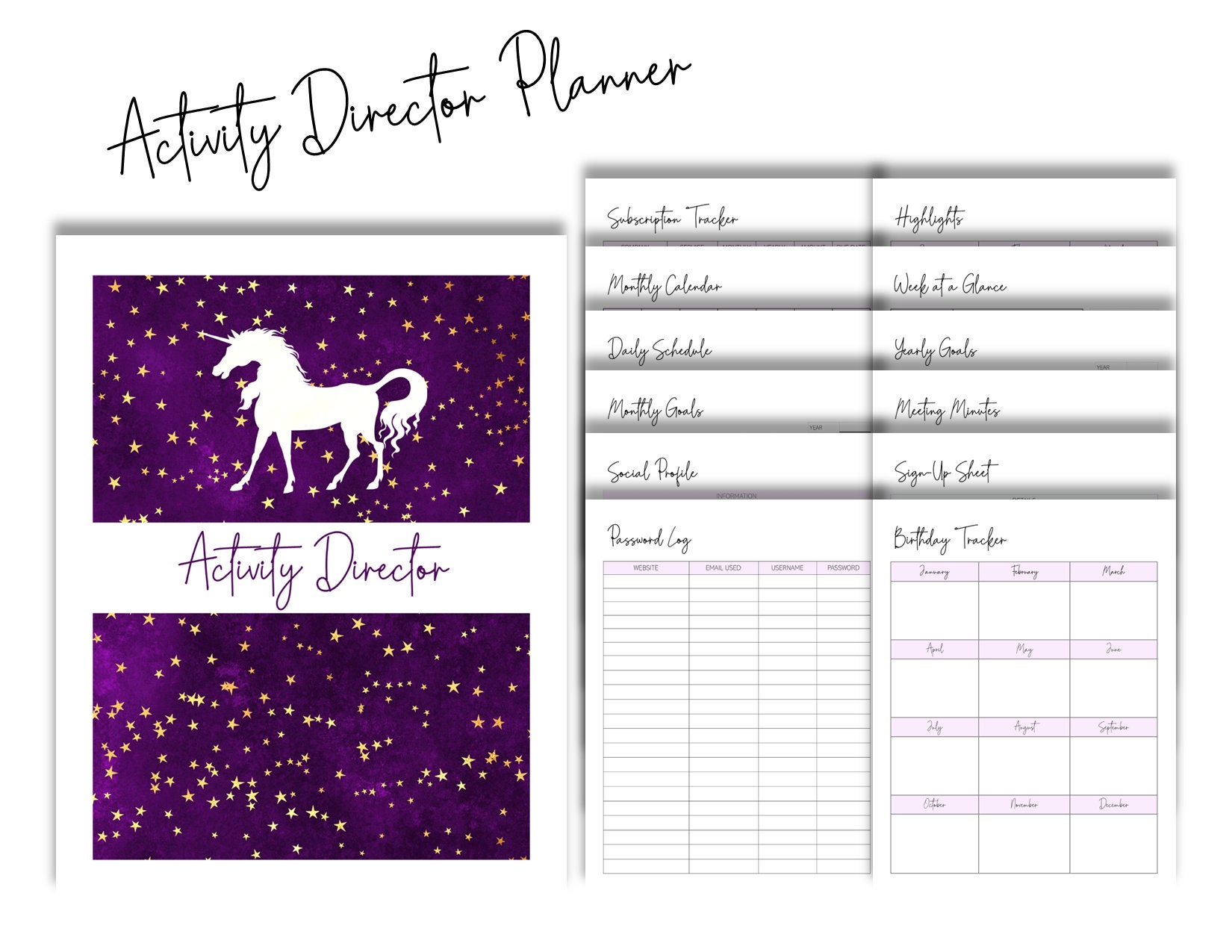 Senior Living Activities Planner: Keep Organized Unicorn Activity ...