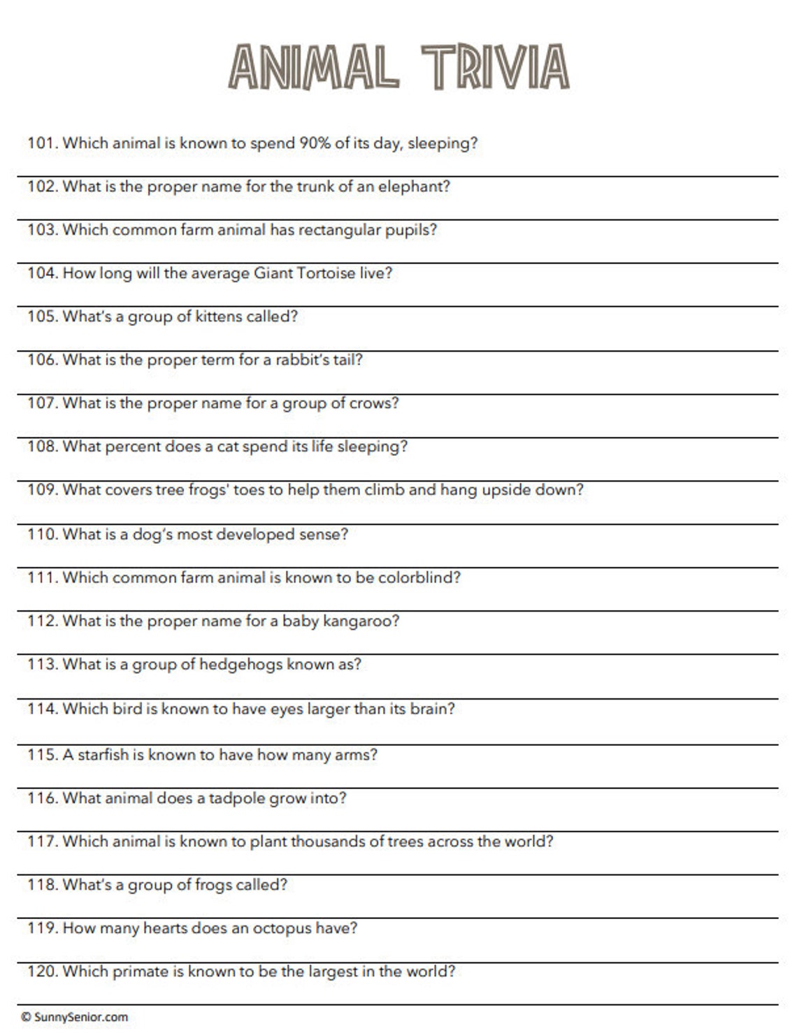 Creature Chronicles: Printable Animal Trivia Pack - Etsy