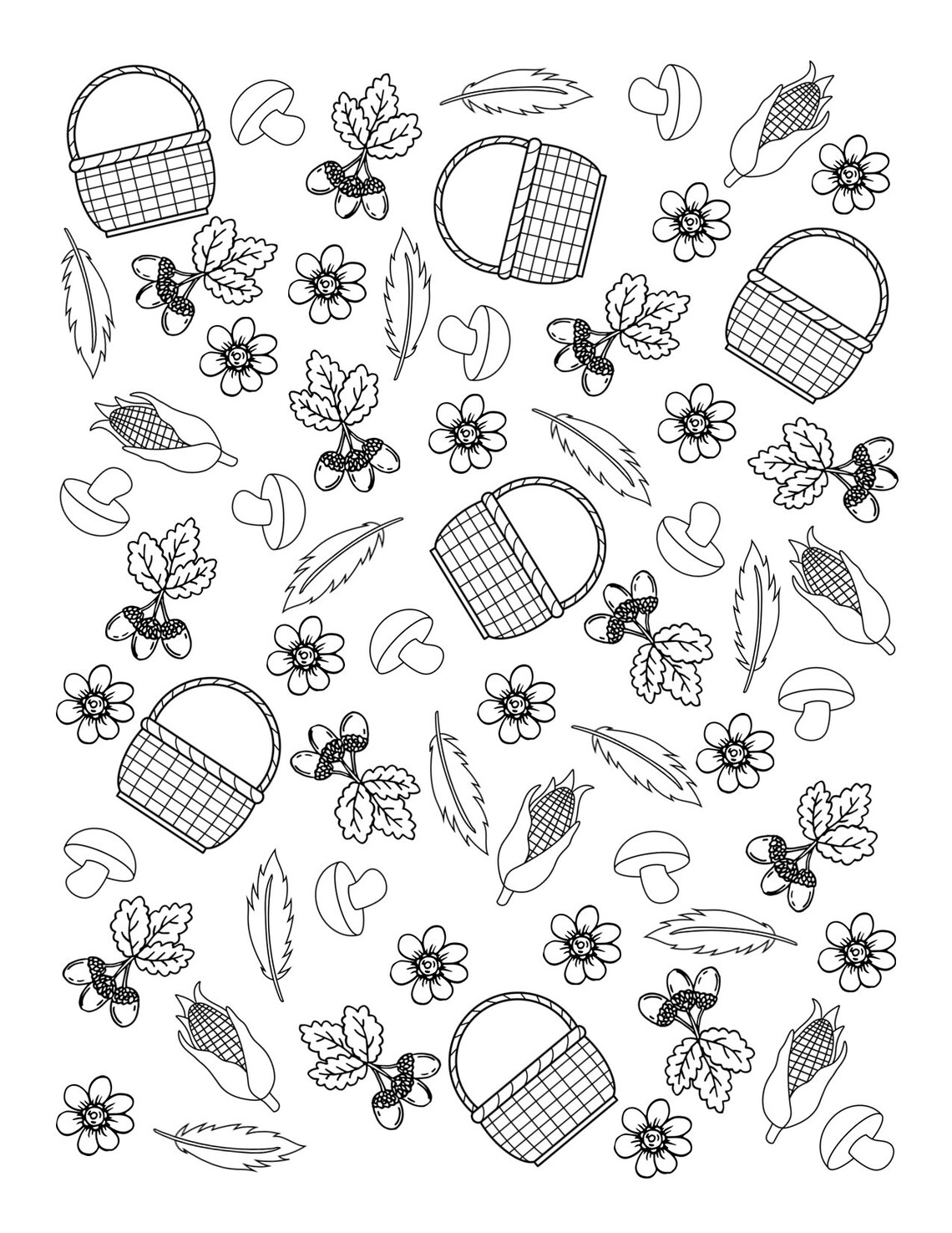 Autumn Doodles Coloring Pages - Whimsical Fall Delights! - Etsy
