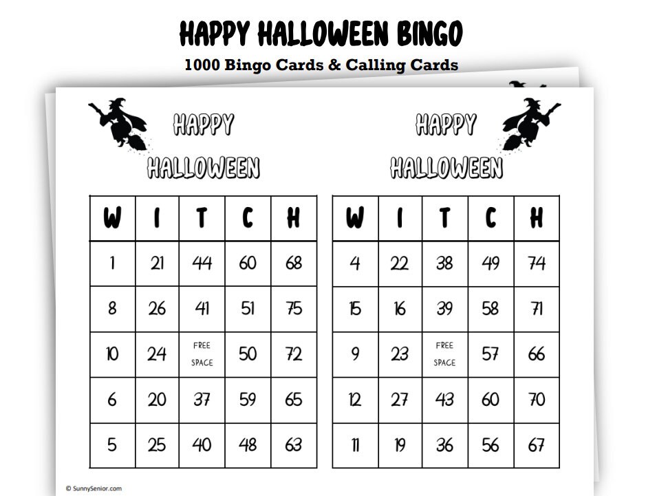 Halloween Party Printable Bingo Cards Set of 1000 - Etsy