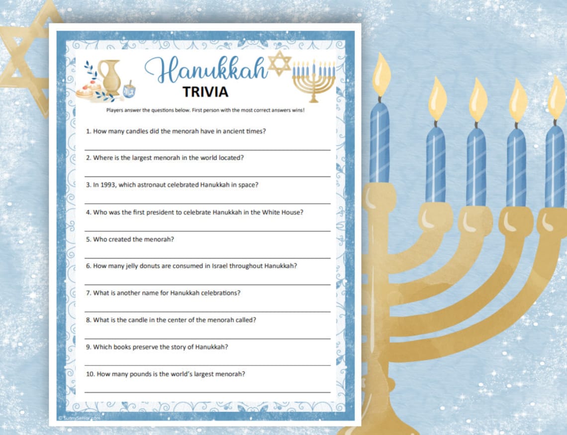 Hanukkah Trivia Game: Printable Chanukah Activities (PDF Download) - Etsy