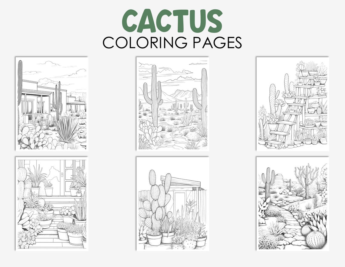 18 Printable Cactus Coloring Pages - Fun and Creative Desert Designs - Etsy