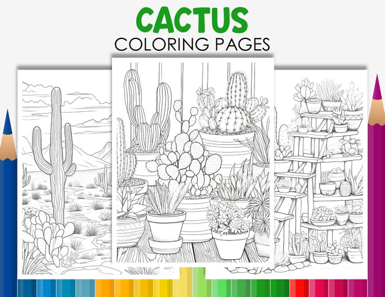 18 Printable Cactus Coloring Pages - Fun and Creative Desert Designs - Etsy