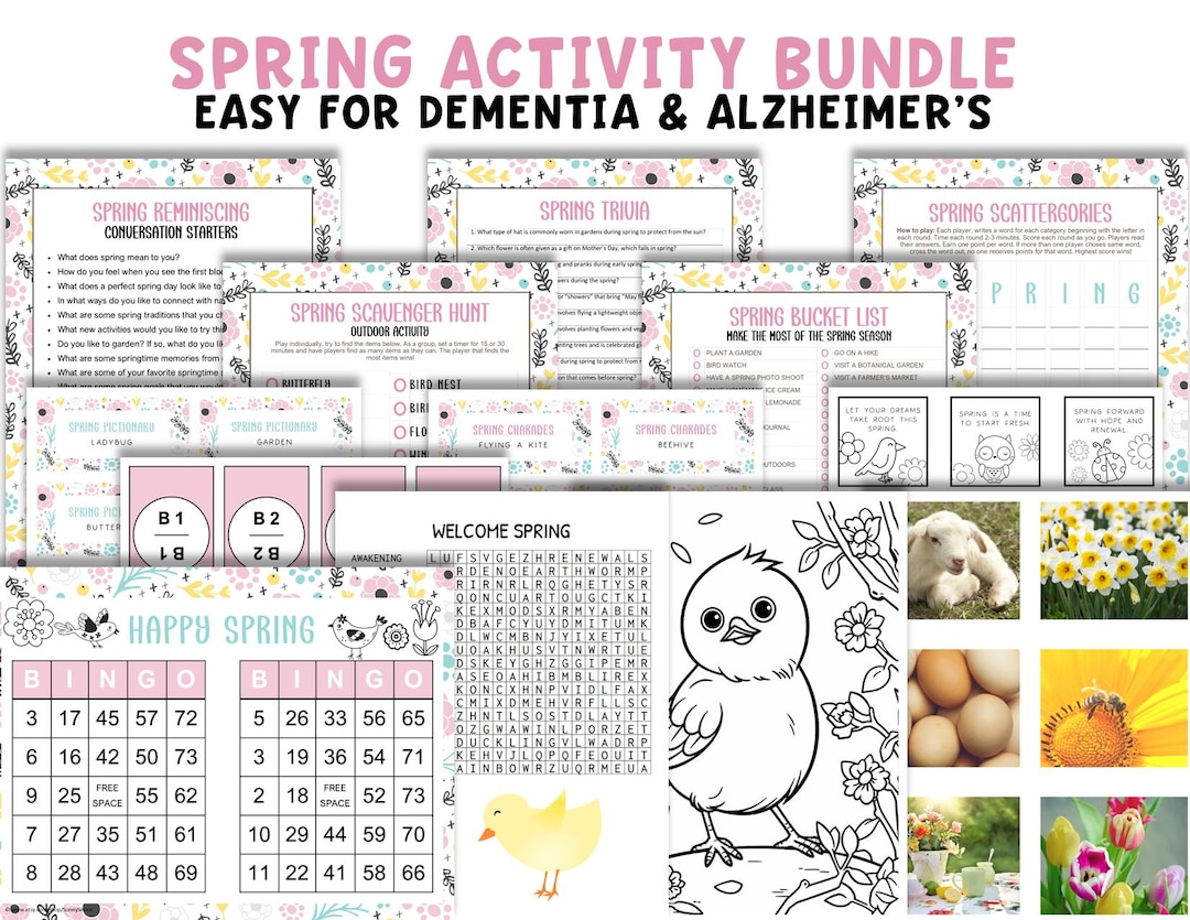 Printable Spring Activity Game Bundle for Cognitive Stimulation ...