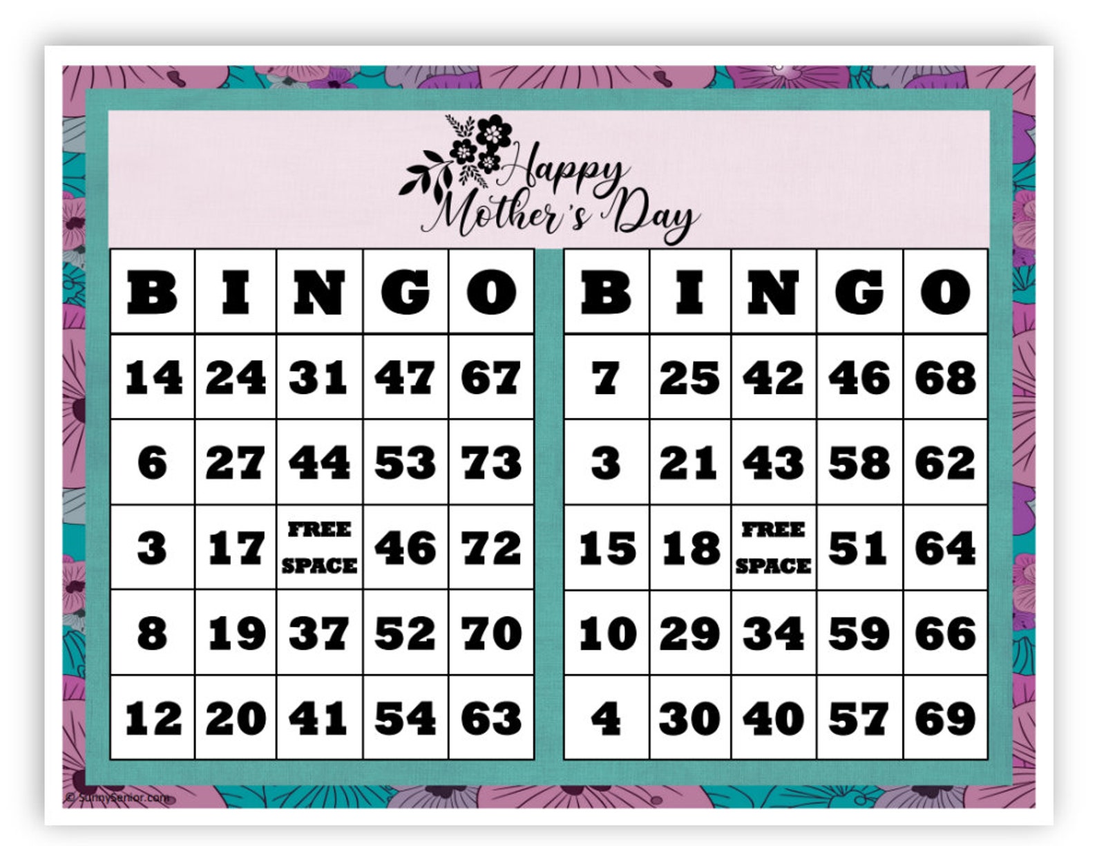 Printable Mother's Day Bingo Cards - Set of 1000 - Etsy