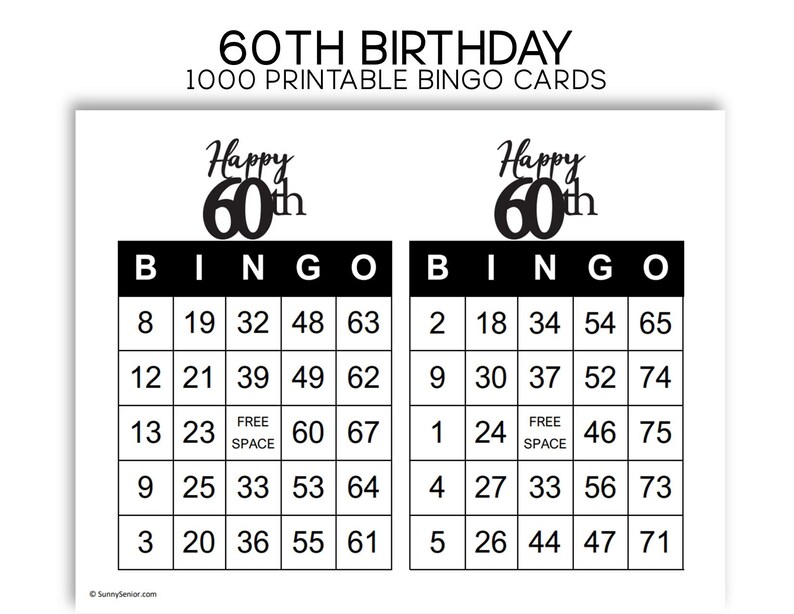 60 Years Together Bingo for Your Anniversary Party - 1000 Printable Cards - Etsy
