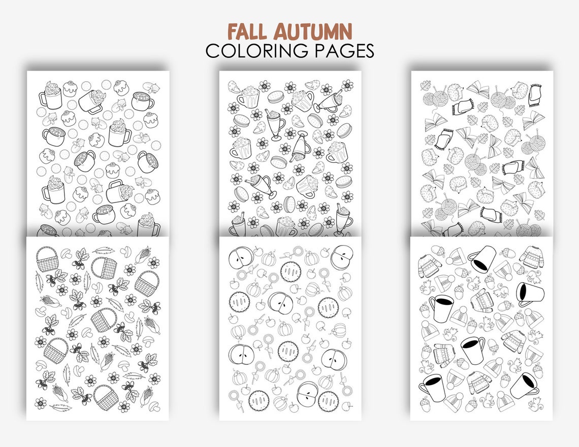 Autumn Doodles Coloring Pages - Whimsical Fall Delights! - Etsy