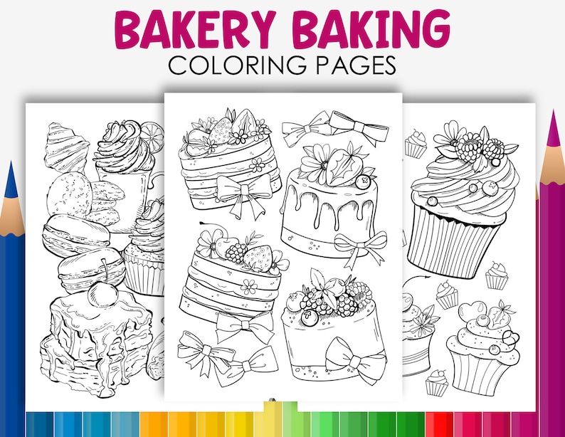 Bakery Baking Bliss Coloring Pages - Sweet Artistic Adventures! - Etsy