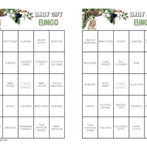 Jungle Baby Shower Gift Bingo: the Perfect Addition to Your - Etsy