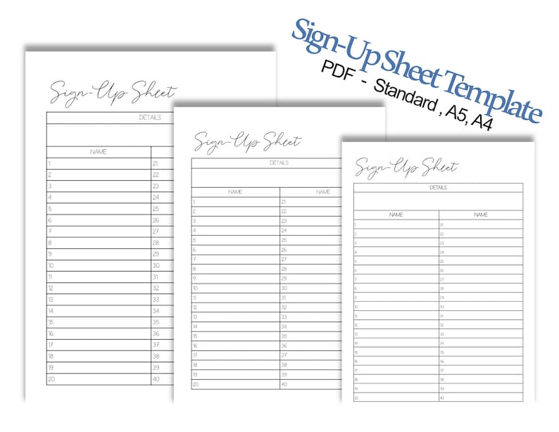 Printable Sign-up Sheet: Organize Events and Gather Information ...