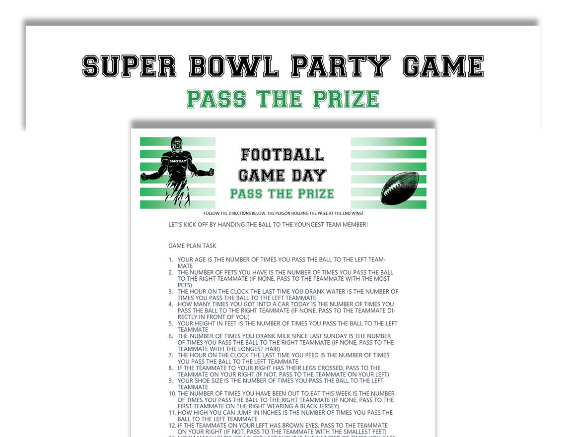 Get the Party Started With Our Printable Super Bowl Pass the Prize Ice ...