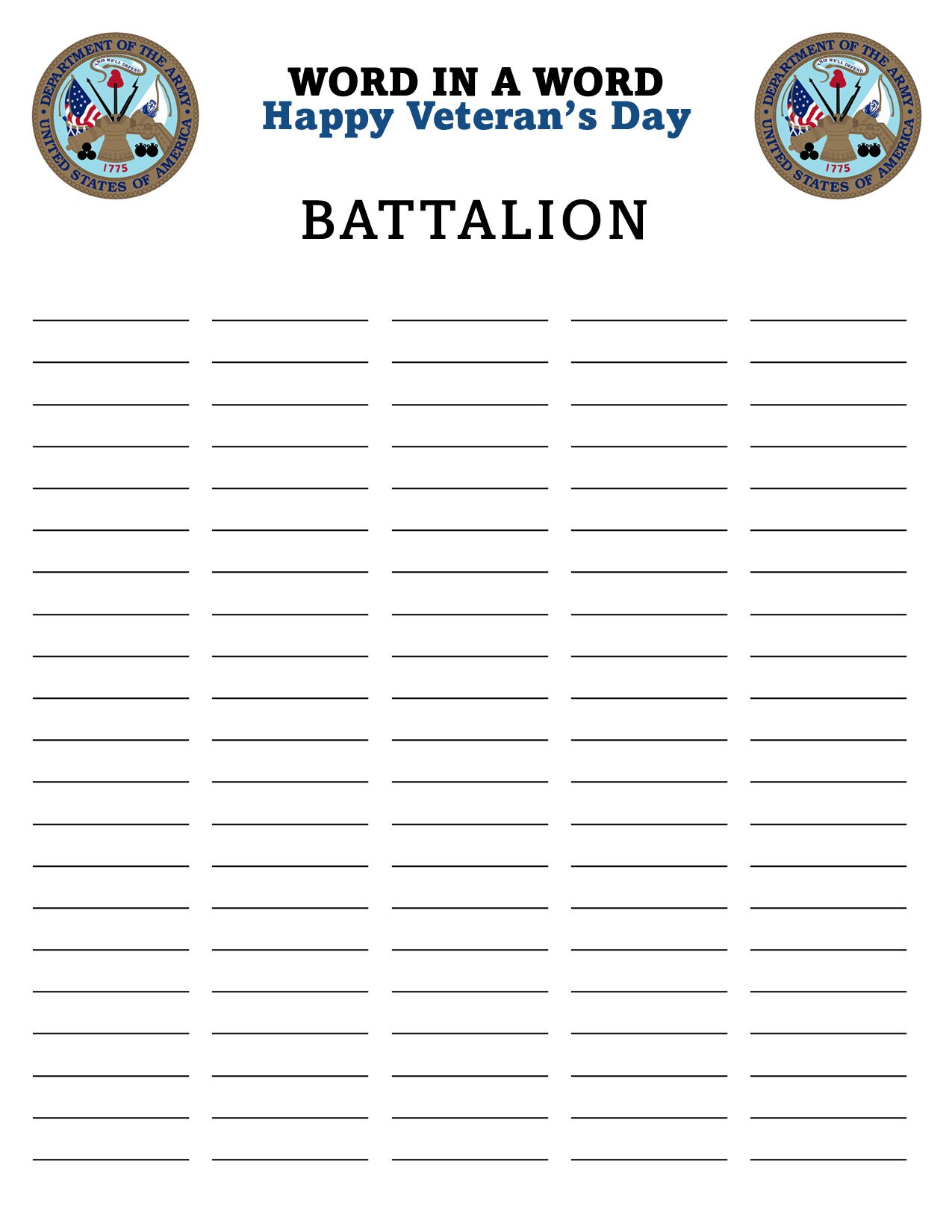 Veterans Day Word in a Word Games: 8 Printable Puzzles - Etsy