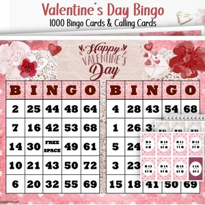 Love Bingo for Valentine's Day - 1000 Printable Cards - Etsy