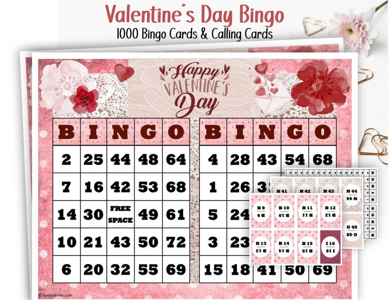 Love Bingo for Valentine's Day - 1000 Printable Cards - Etsy