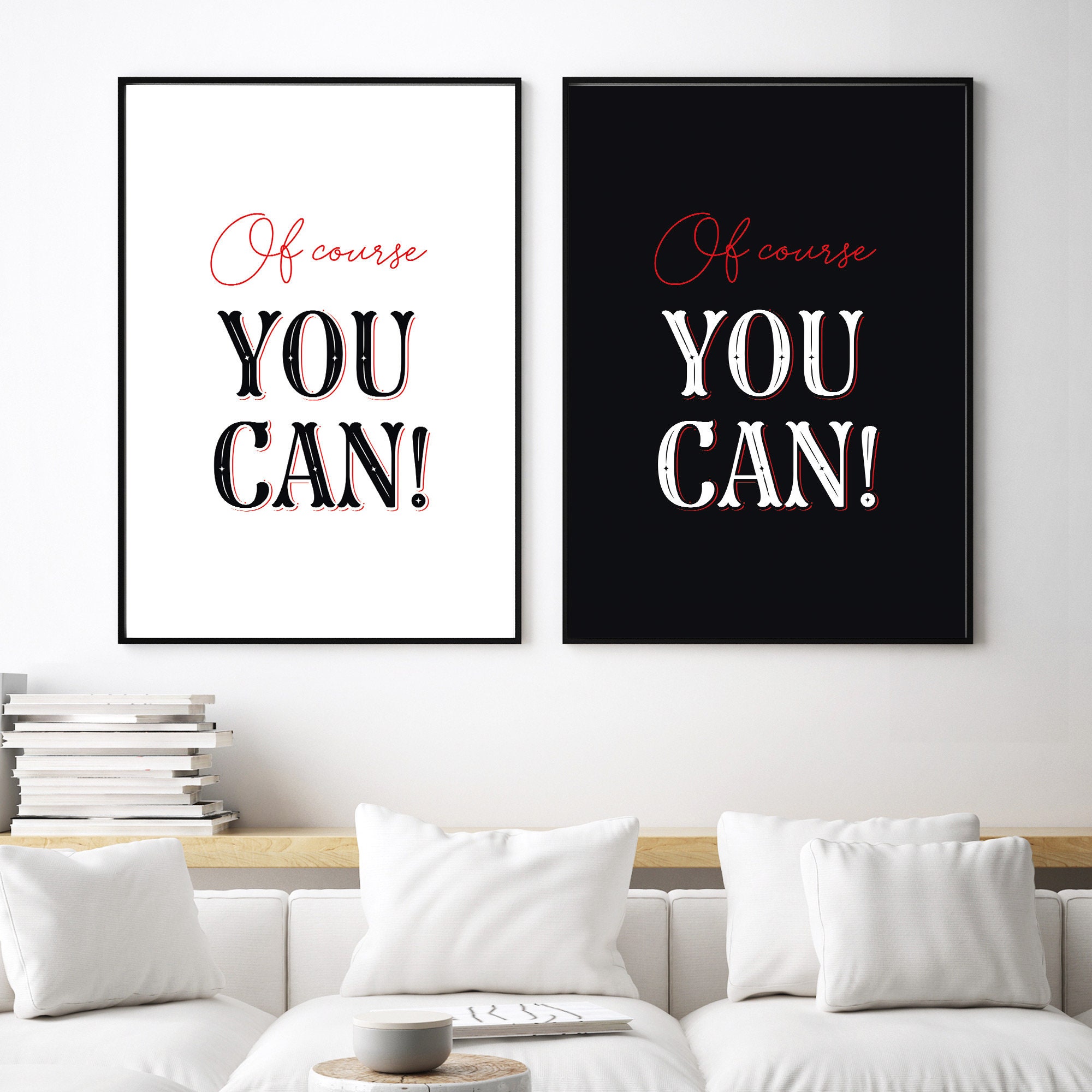 Of Course You Can // Printable Minimal Motivational Poster - Etsy