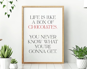 Forrest Gump Quote Print Life Was Like a Box of Chocolates - Etsy